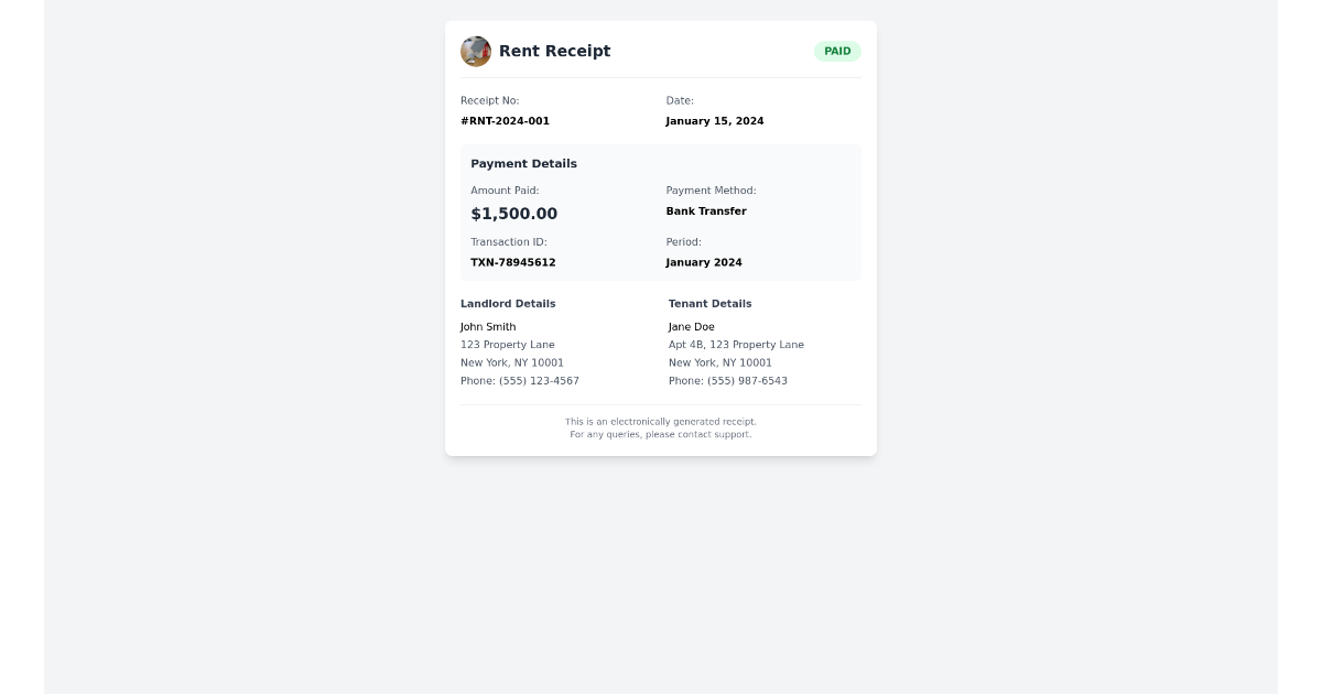 Feature Rich Receipt - Free Html, Tailwind Component