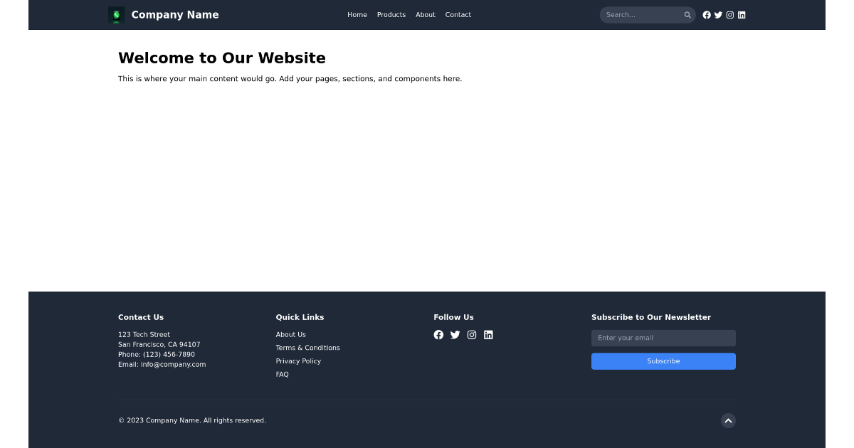 Responsive Header and Footer Components in React with Tailwind CSS