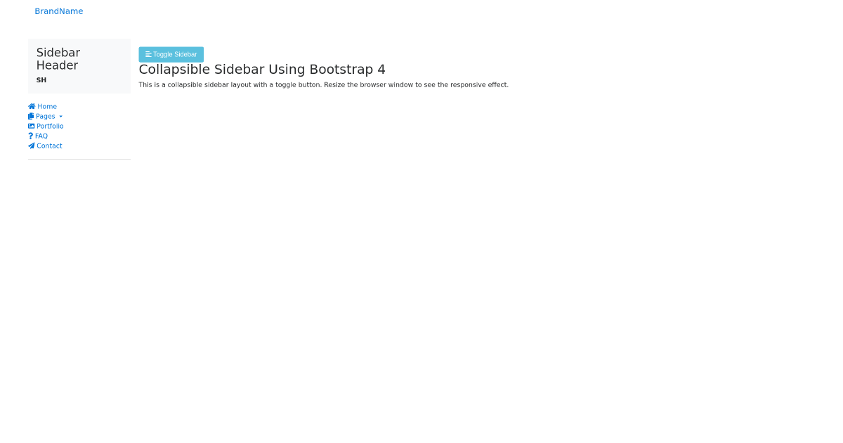 Create a Responsive Navbar and Sidebar with Toggle - Bootstrap & HTML