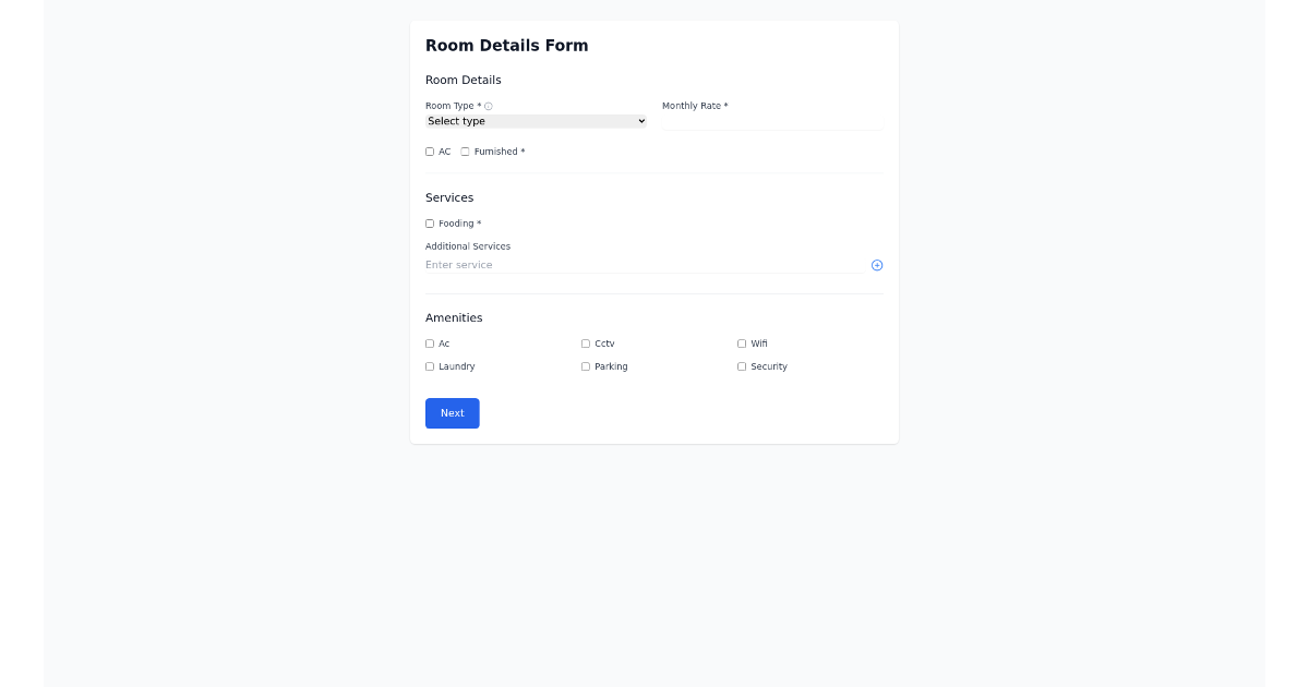 Modern Responsive Room Booking Form with Tailwind CSS