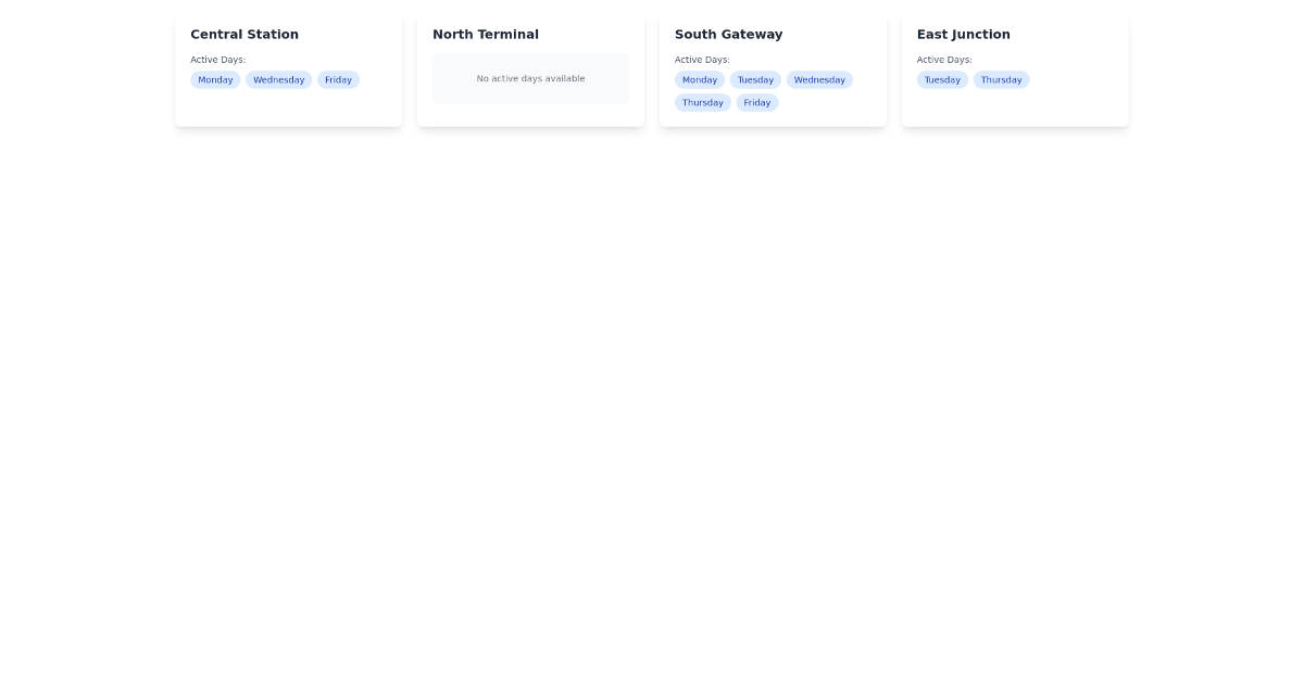 Dummy Station Data - Free React, Tailwind Component