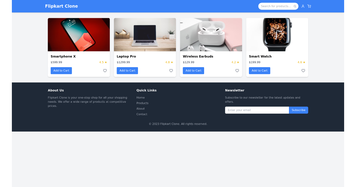 Flipkart Clone - Free React, Tailwind Component