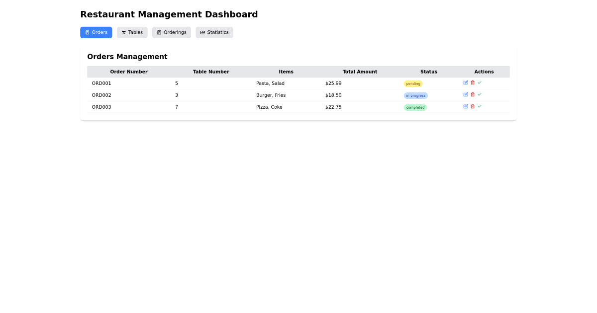Restaurant Management - Free React, Tailwind Component