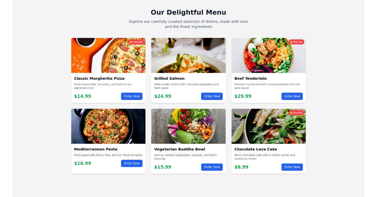 Menu - Free React, Tailwind Component