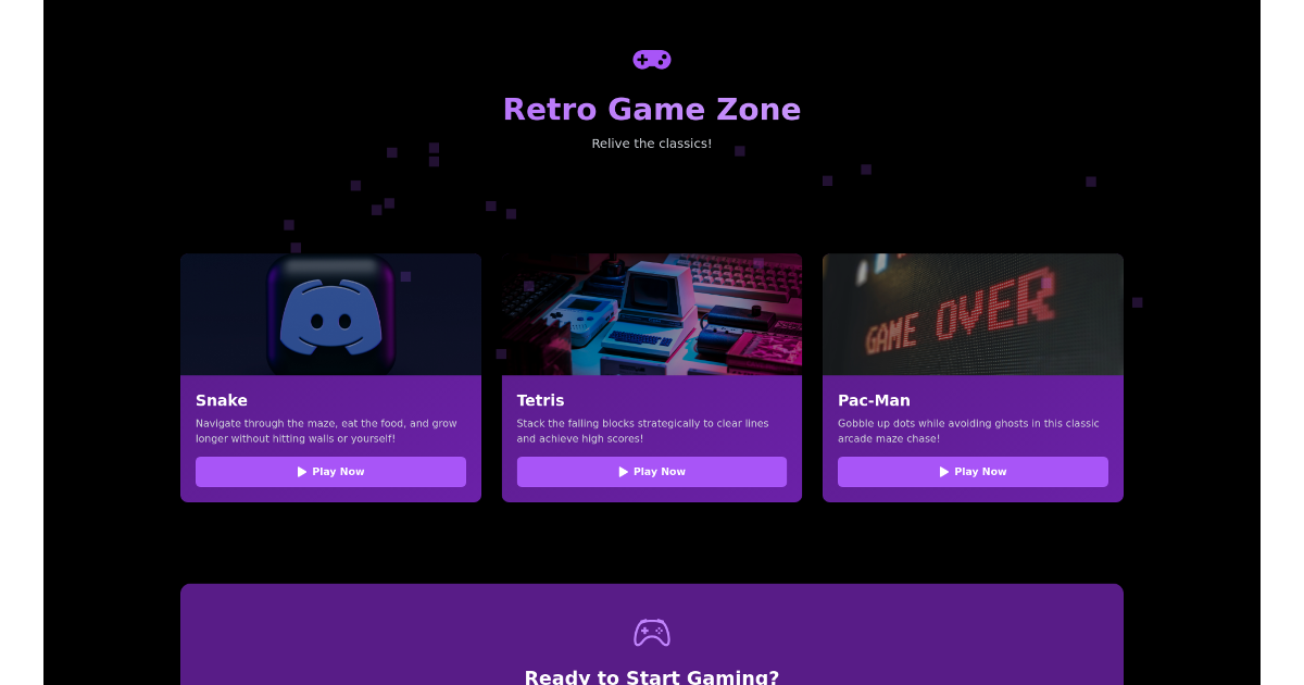 Retro Games Landing - Free React, Tailwind Component