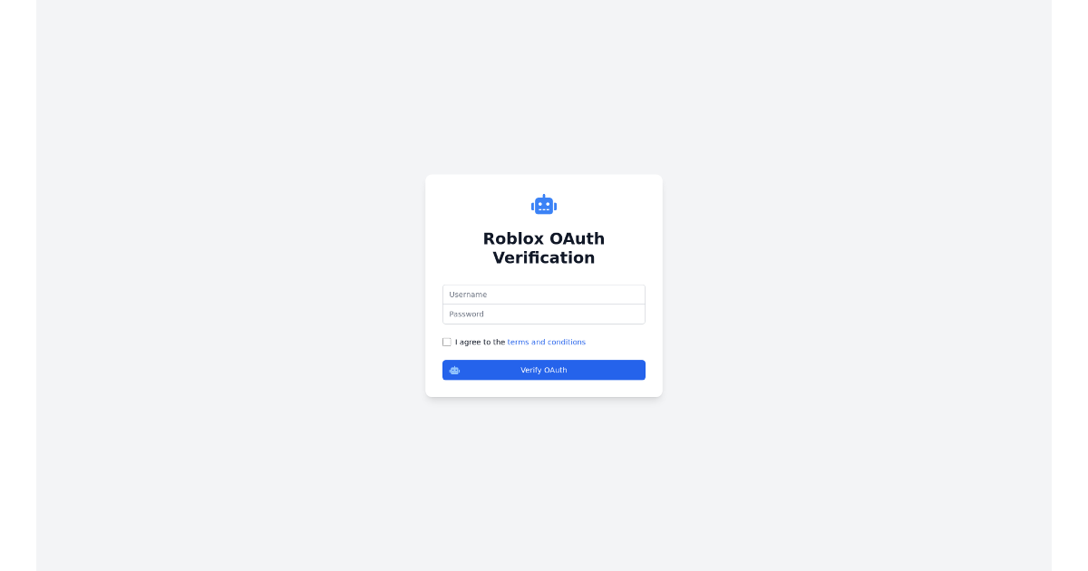 Roblox O Auth Verification - Free React, Tailwind Component