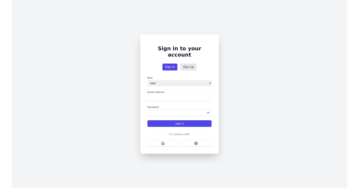 React Role-Based Authentication Forms with Tailwind CSS
