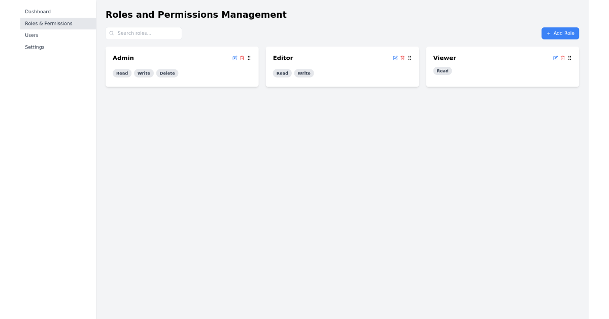Roles and Permissions Page - Free React, Tailwind Component