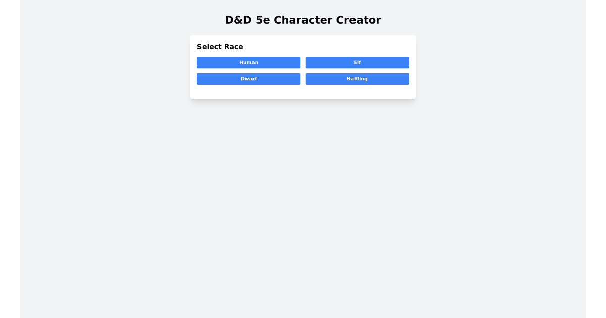 Character Creation - Free React, Tailwind Component