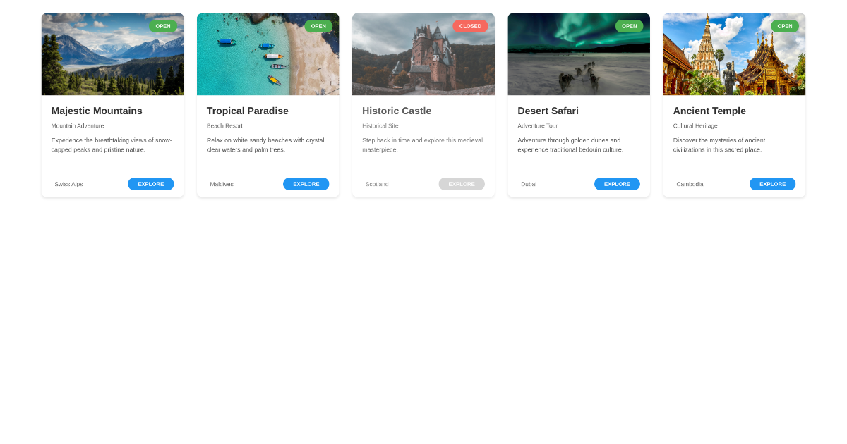 Tourism Explorer - Free Angular, Css Component