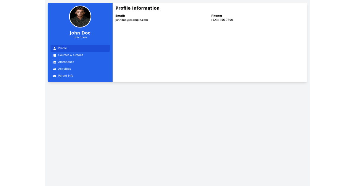 Student Profile - Free React, Tailwind Component