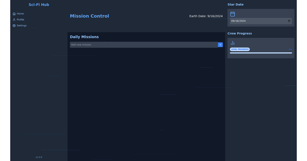 Sci Fi Dashboard - Free React, Tailwind Component