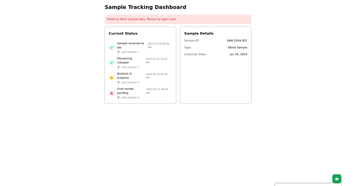 Component de Seguimiento de Muestras en React con Tailwind CSS