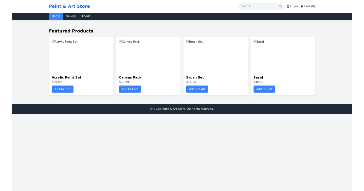 Paint and Art Store - Free React, Tailwind Component