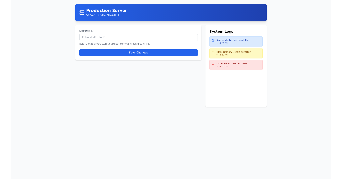 Server Dashboard - Free React, Tailwind Component