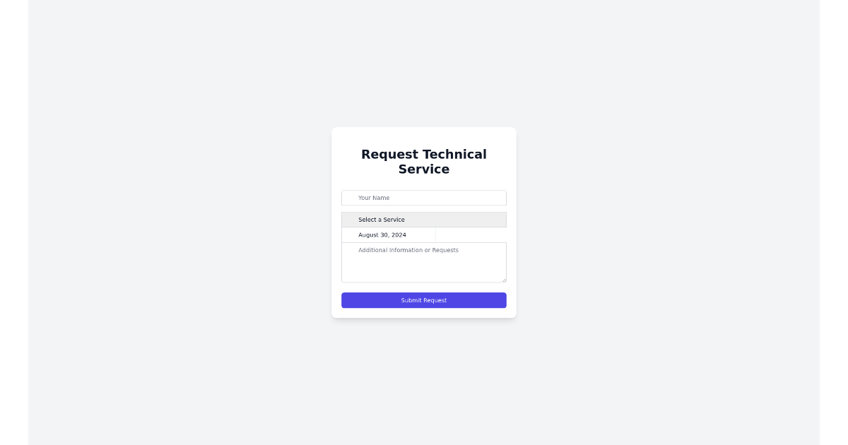 Technical Service Form - Free React, Tailwind Component