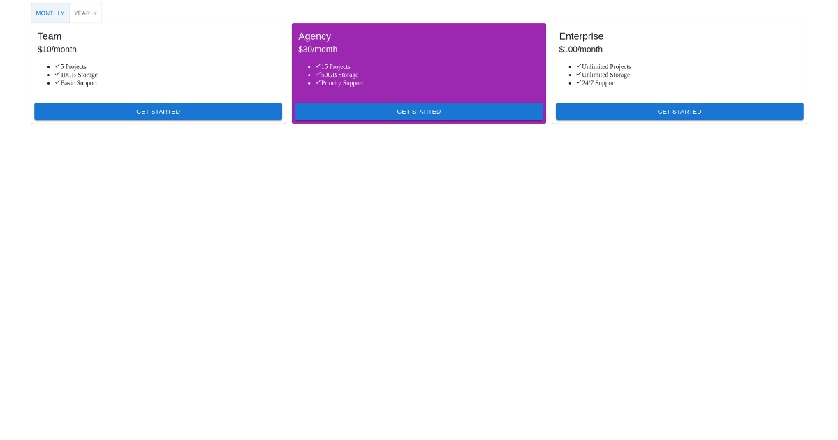 Plan Selection Interface - Free React, Mui Component