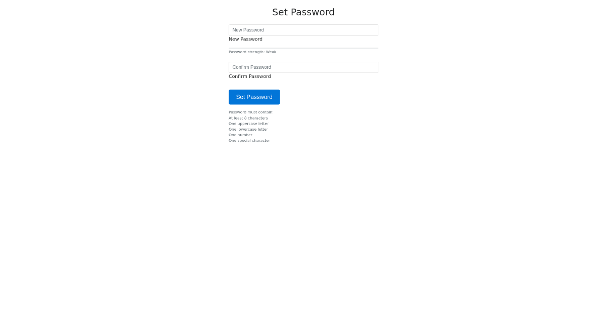 Password Setup Form - Free Html, Bootstrap Component