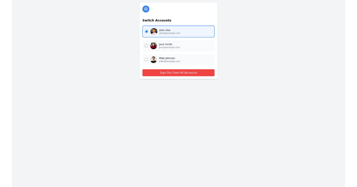 Settings and Account Switch - Free React, Tailwind Component