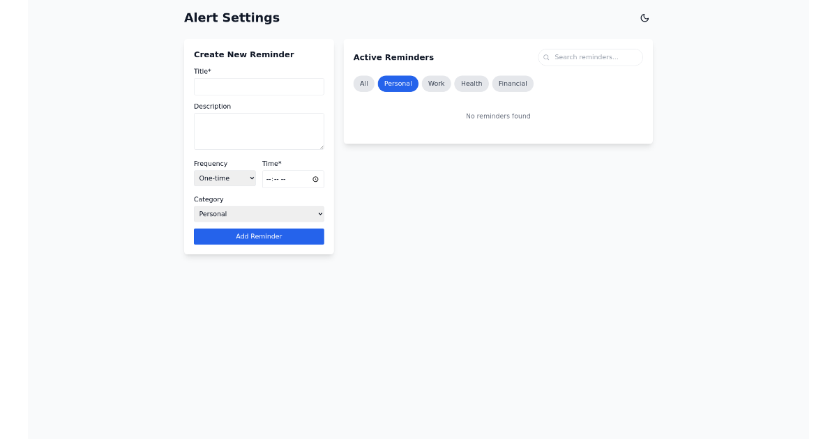 Alert Settings Panel - Free React, Tailwind Component