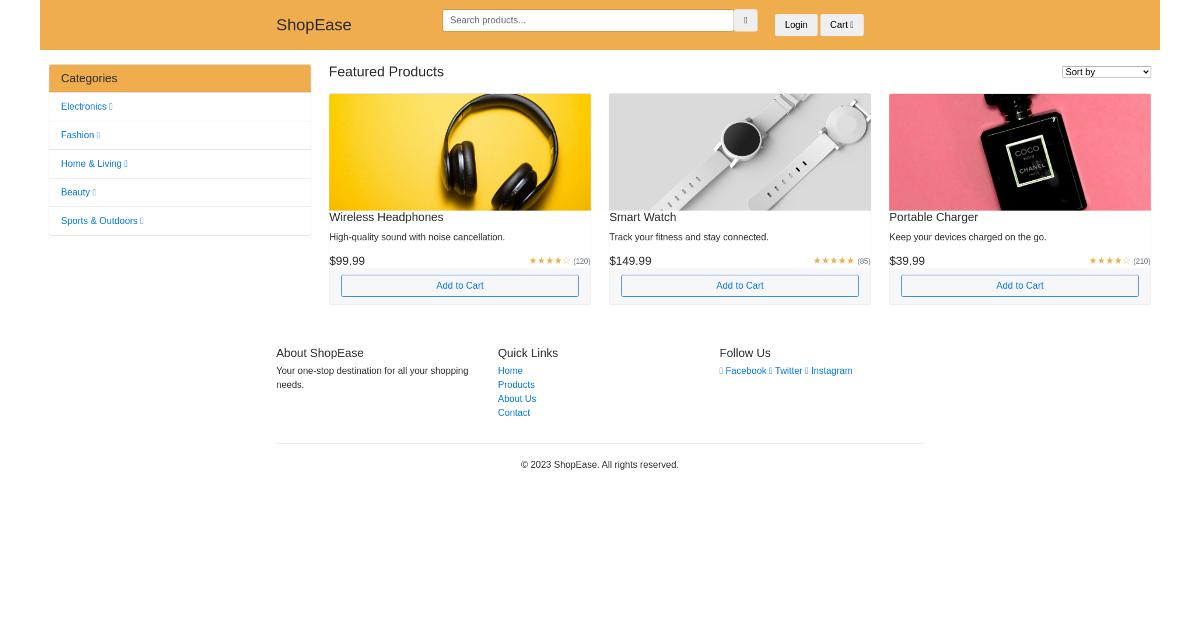 E-commerce Interface Component - Free Html, Bootstrap Component