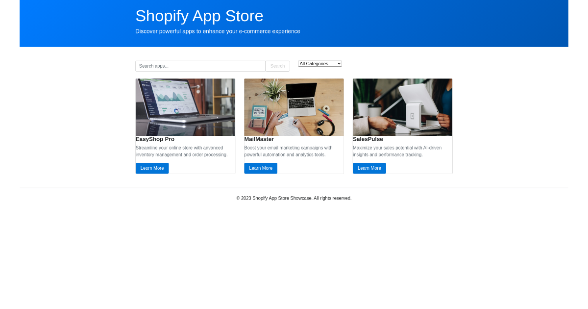 Shopify App Showcase - Free Html, Bootstrap Component