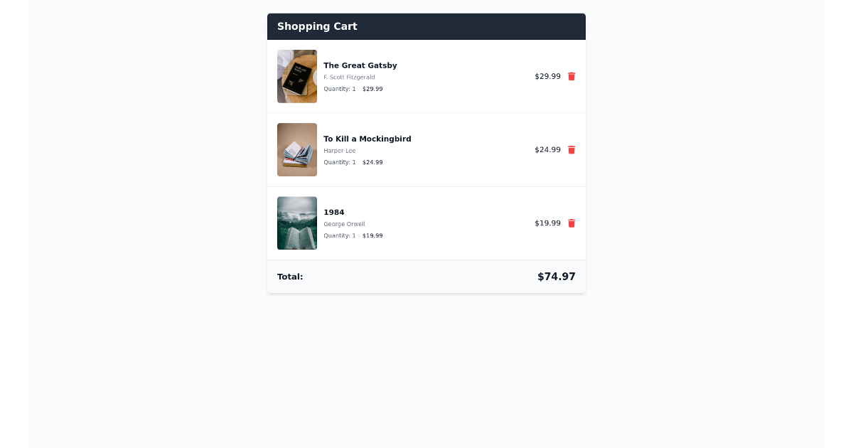 Responsive React Shopping Cart Component with Tailwind CSS