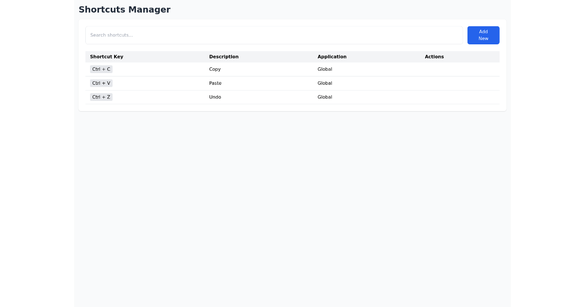 Shortcuts Manager Component - Free Angular, Tailwind Component