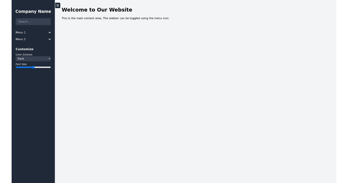 Responsive Sidebar Component - Free Html, Tailwind Component