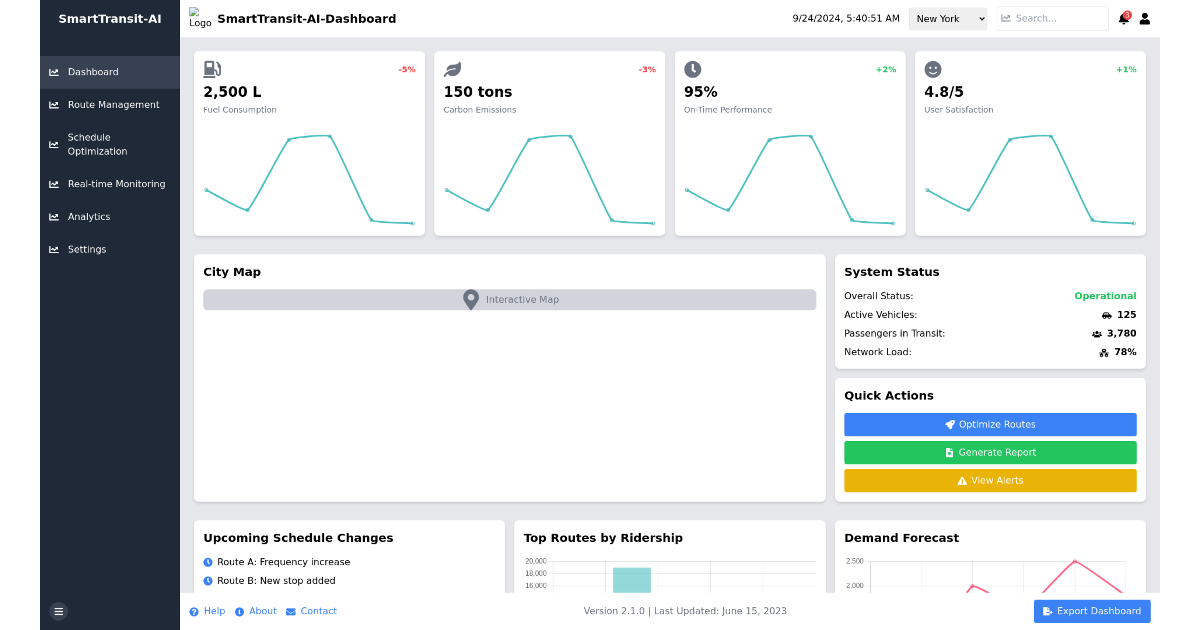 Smart Transit Dashboard - Free React, Tailwind Component