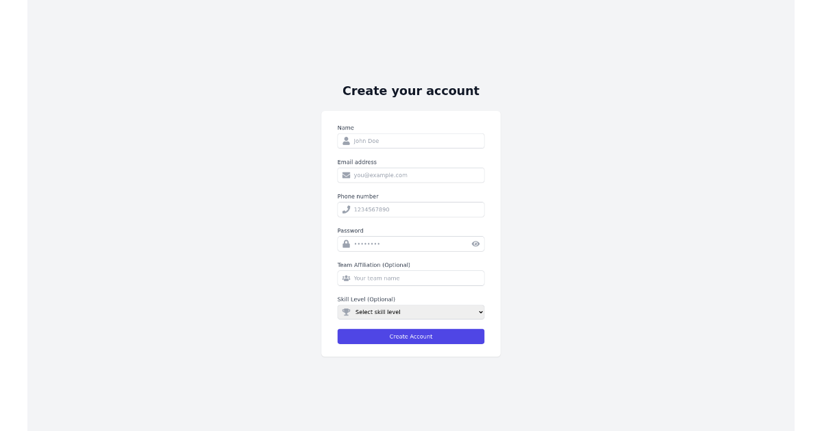 User Account Creation Form - Free React, Tailwind Component