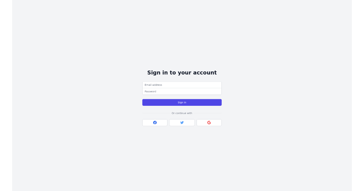 Social Sign In - Free React, Tailwind Component