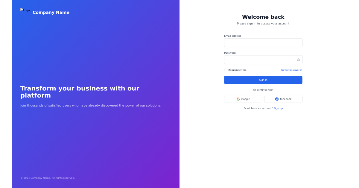 Sign in Page - Free React, Tailwind Component