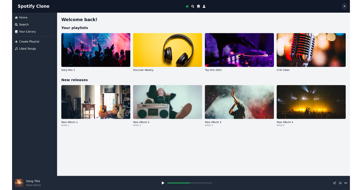 Spotify Clone - Free React, Tailwind Component