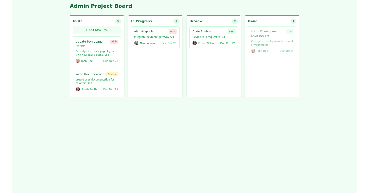 Kanban Board Layout - Free Html, Tailwind Component