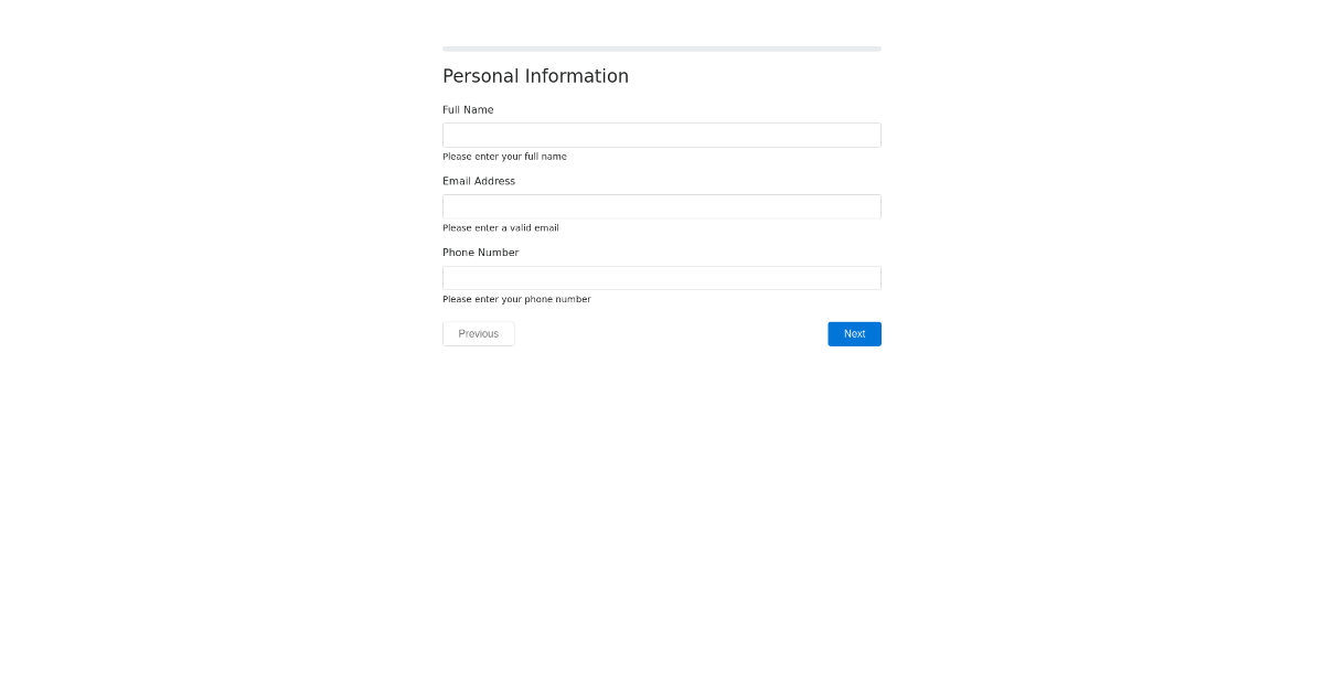 Multi- Step Form - Free Html, Bootstrap Component