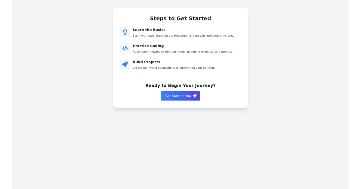 Steps to Get Started - Free React, Tailwind Component