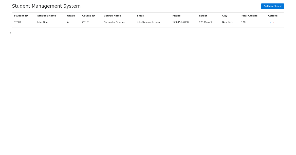 Student Management Table - Free Html, Bootstrap Component
