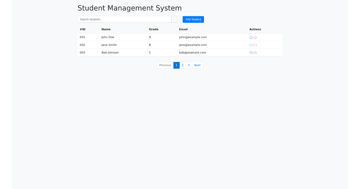 Student Management Component - Free Html, Bootstrap Component