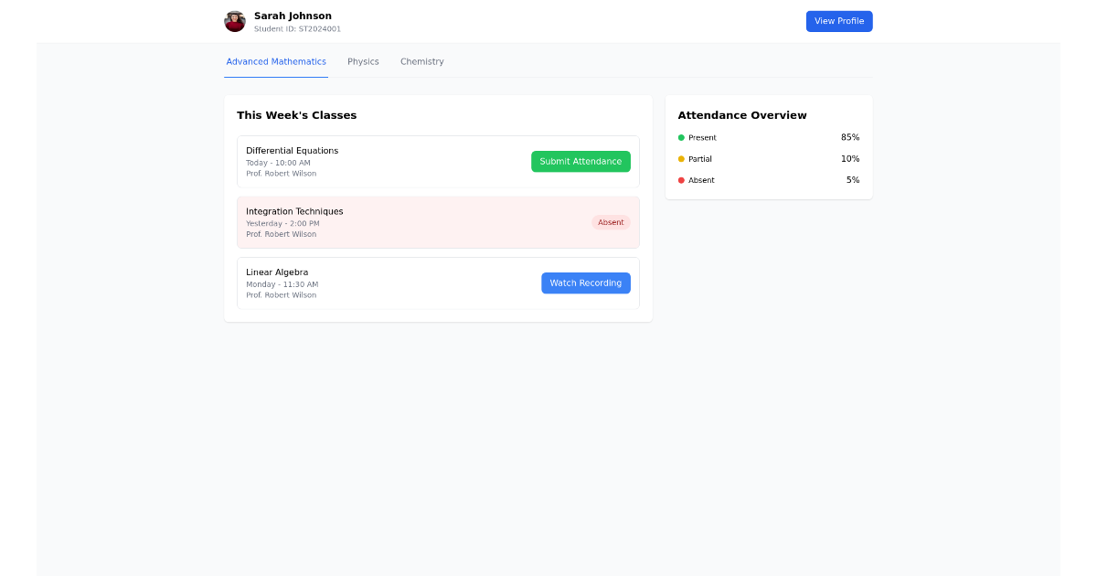 Student Dashboard Interface - Free Html, Tailwind Component