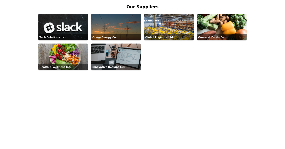 Supplier Grid - Free React, Tailwind Component