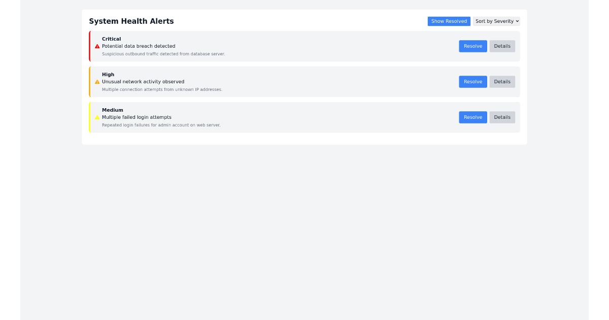 Cybersecurity Dashboard - Free React, Tailwind Component