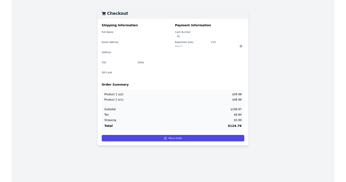 React Checkout Form with Tailwind - User-Friendly Design