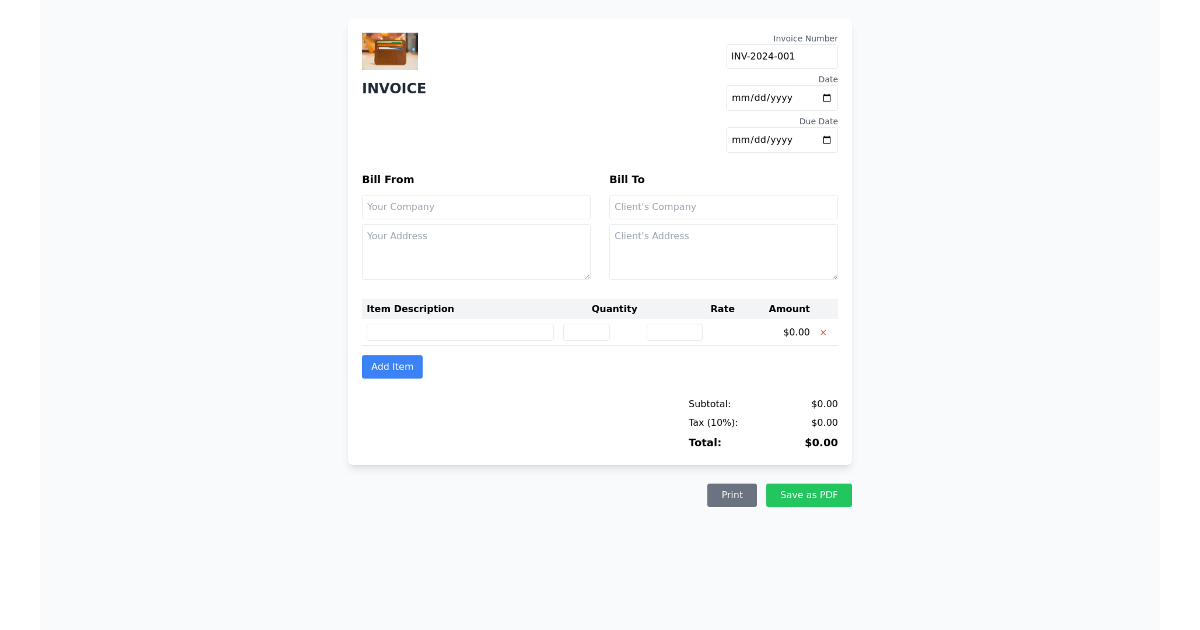 Dynamic Invoice Generator - Free Html, Tailwind Component