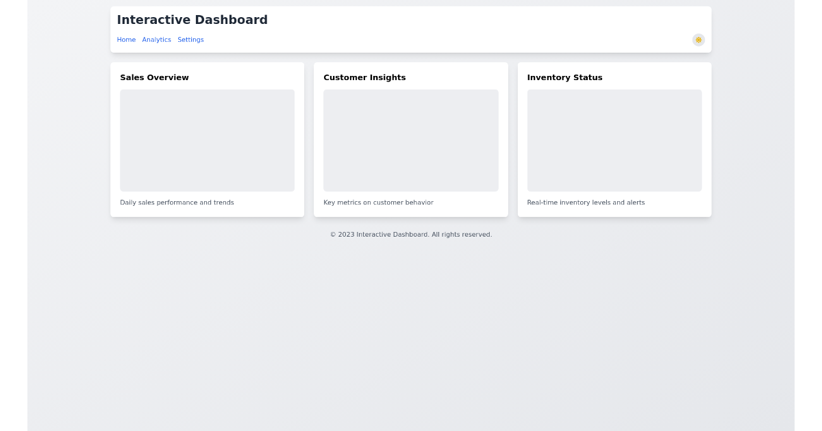 Interactive Dashboard Component - Free Html, Tailwind Component