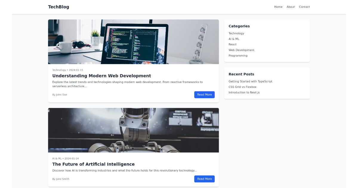 Blog Screen - Free React, Tailwind Component