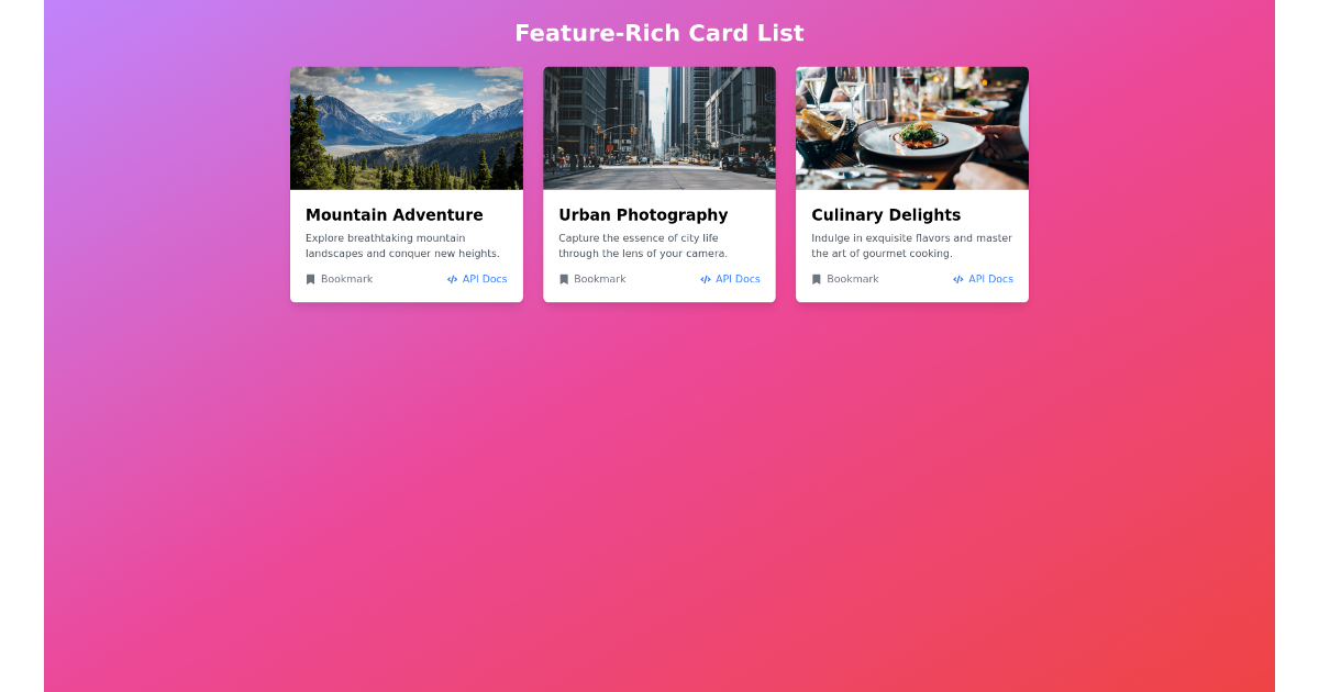 Card List - Free React, Tailwind Component