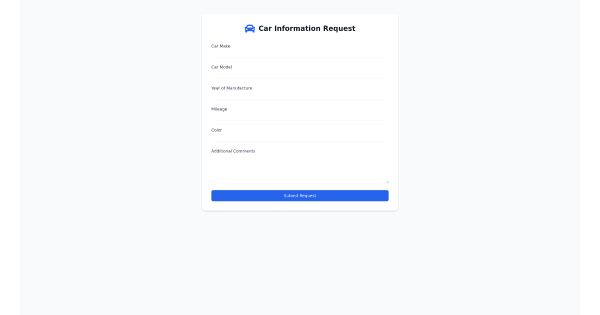 Formulario de Información del Coche en React con Tailwind