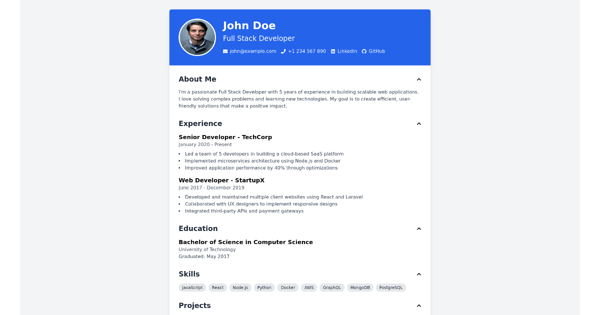 C V - Free React, Tailwind Component