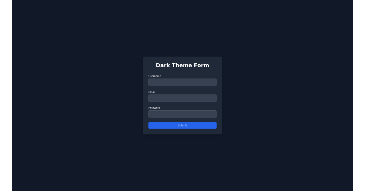 Dark Theme Form - Free React, Tailwind Component